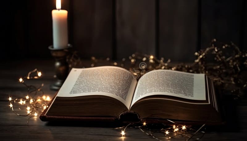 Old Open Books on the Wooden Table and Empty Space Stock Illustration ...