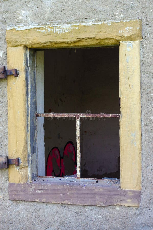 Old Open and Broken Window on Wall Stock Image - Image of brown, city ...