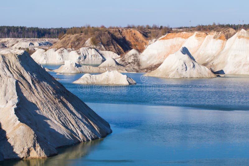 Old Open-cast Chalk Mine with Lake in Quarry Stock Photo - Image of ...