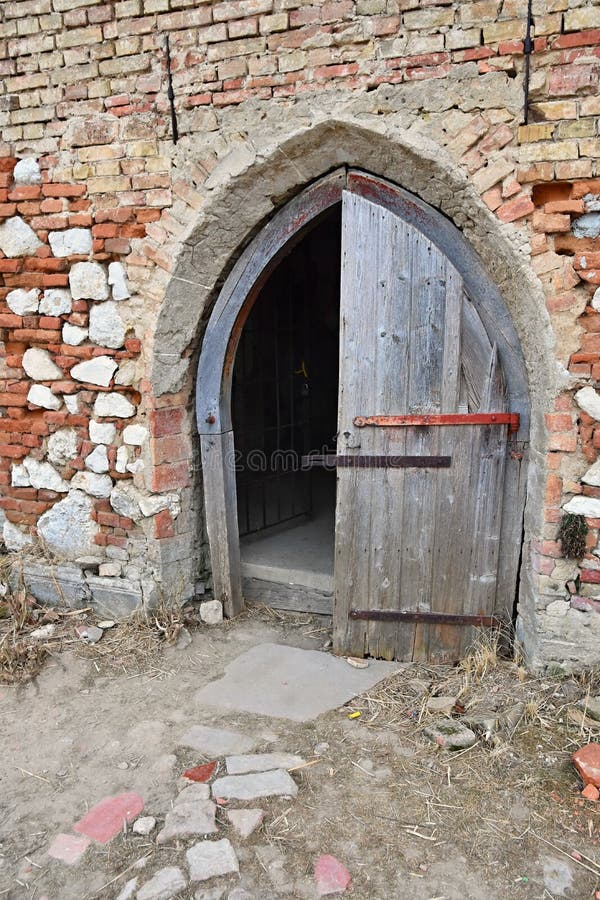 Open Old Church Door with Stone Arches and Columns Stock Photo - Image ...