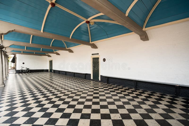 Old open corridor stock image. Image of interior, concrete - 126377455