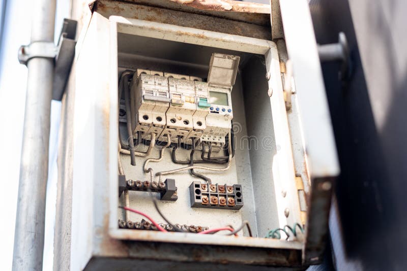 Old Open Electrical Control Panel Box. Selective Focus Stock Image ...