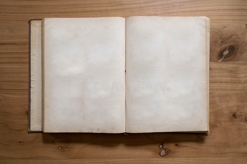 Old Open Empty Blank Book Sheets, Damaged Weathered Book Stock Photo ...
