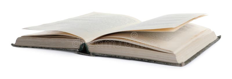 Old Open Hardcover Book Isolated on White Stock Image - Image of open ...