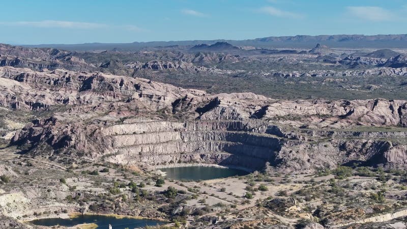 Old Open Pit Uranium Mine. Aerial View Stock Footage - Video of mining ...