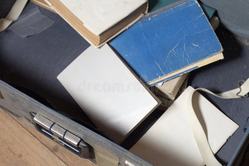Old books in a suitcase stock photo. Image of open, suitcase - 226115490