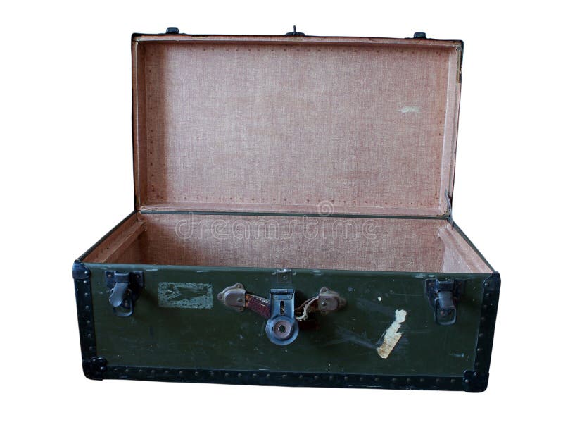 Old Open Trunk, Isolated on White Stock Photo - Image of container ...