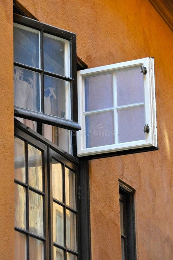 Old Open Window on Stucco Wall Stock Image - Image of window, rustic ...