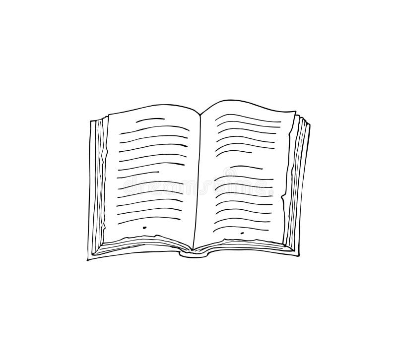 Open Book Sketch. Hand-drawn Book in Doodle Style Stock Vector ...