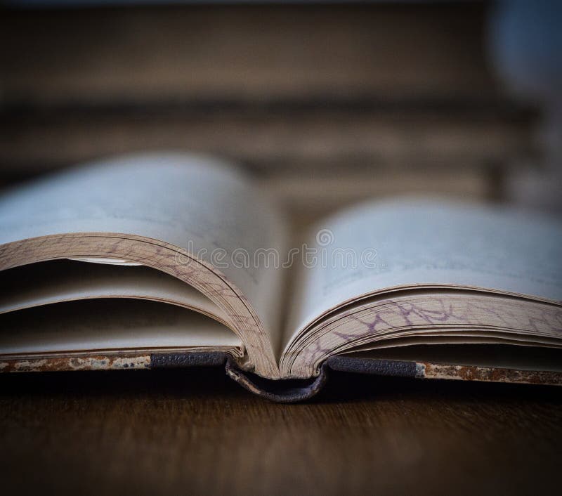 Old Opened Book on a Wooden Table Stock Photo - Image of table, reading ...