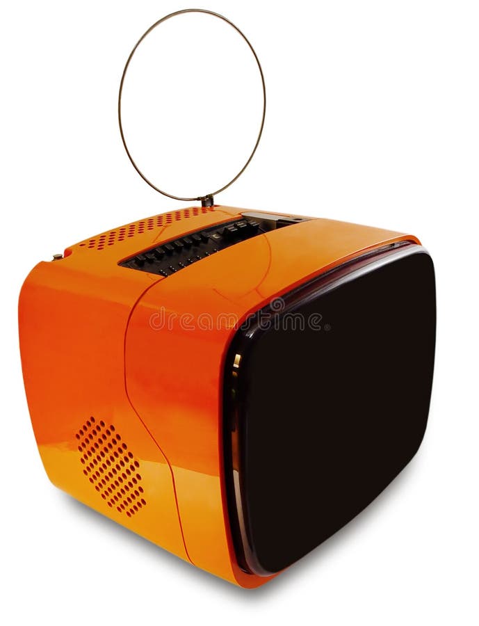 Old Orange 80 S TV - View 1 Stock Photo - Image of living ...