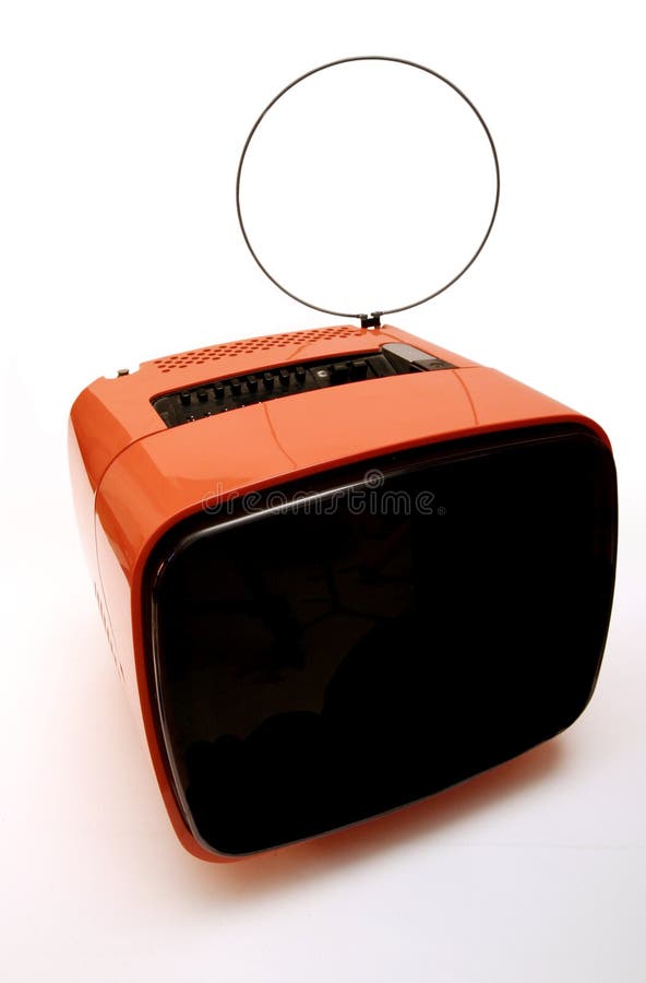 Old Orange 80 S TV - View 5 Stock Photo - Image of program, video: 7562238