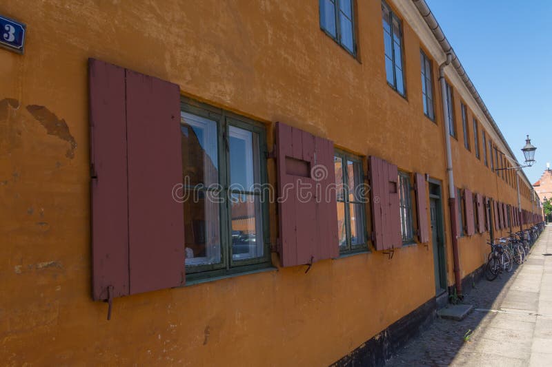 Old Charming Orange Row Houses Copenhagen Denmark Stock Photos - Free ...