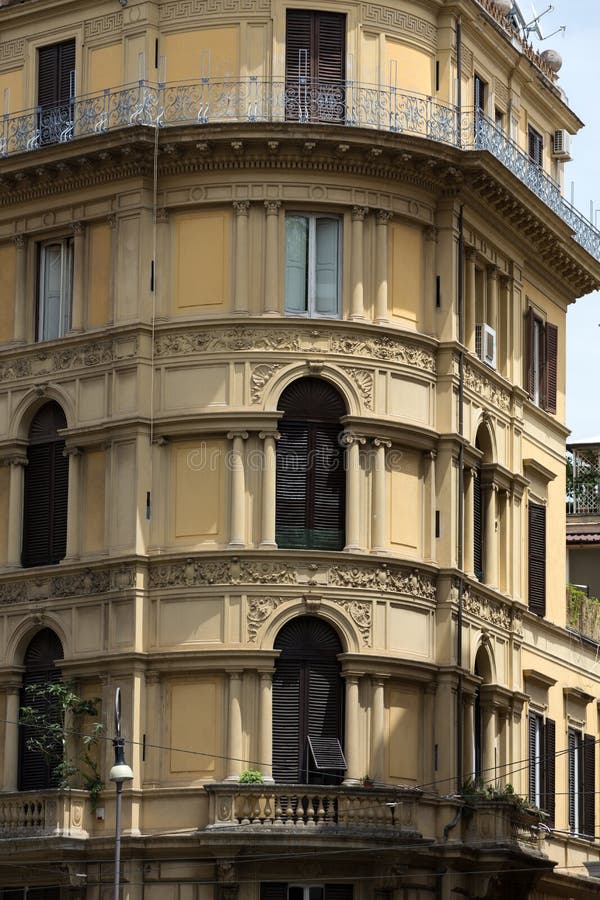 Old Orange Corner House in the Center of Rome Stock Image - Image of ...
