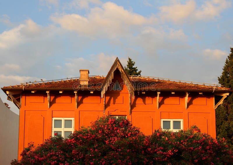 Old orange house stock image. Image of house, tree, window - 26300587