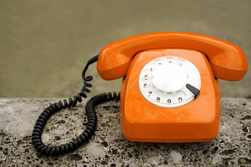 Old orange retro phone stock image. Image of retro, vintage - 33509703