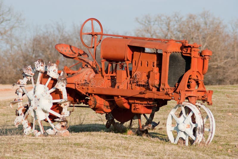 Old Orange Tractor stock photo. Image of antique, farm - 13529306