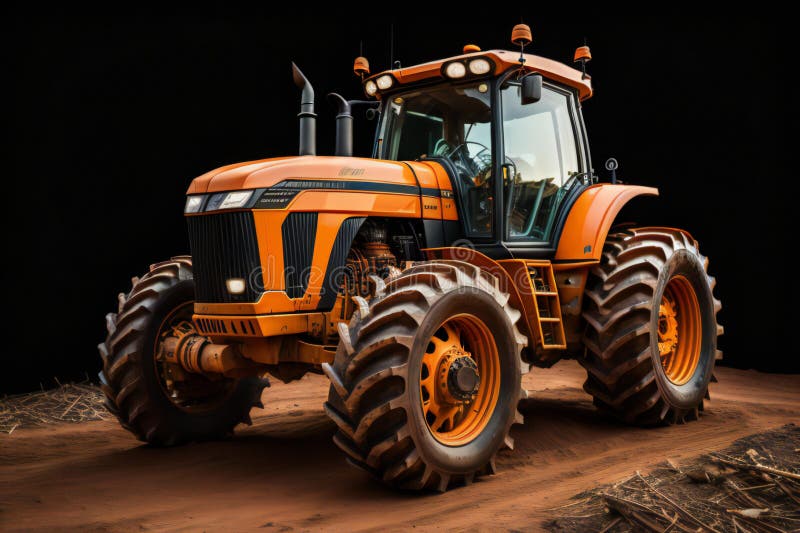 Old Orange Tractor on a Black Background. Generative Ai Stock ...