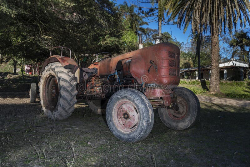 Old orange tractor stock photo. Image of rural, farming - 75855688