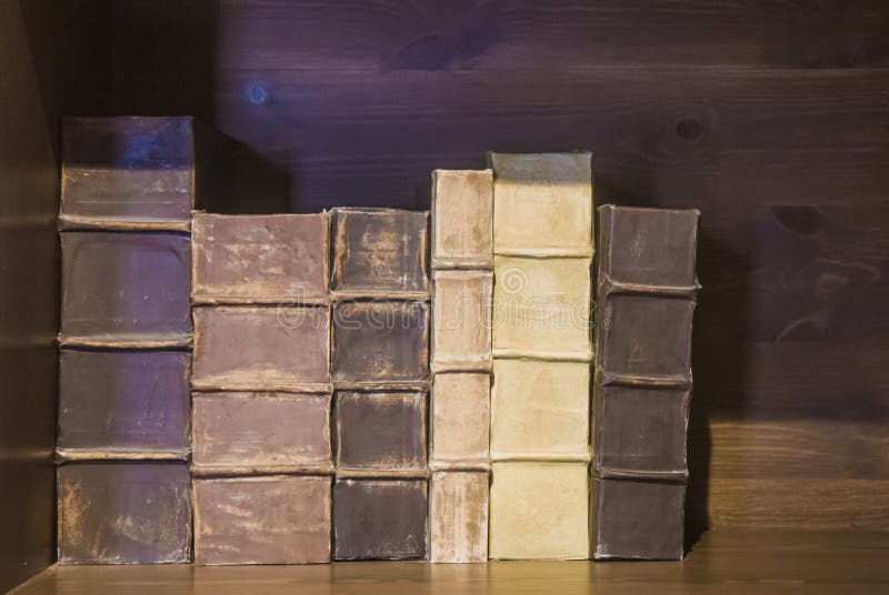 Column of Books Prepared To Decorate in the Library Stock Image - Image ...