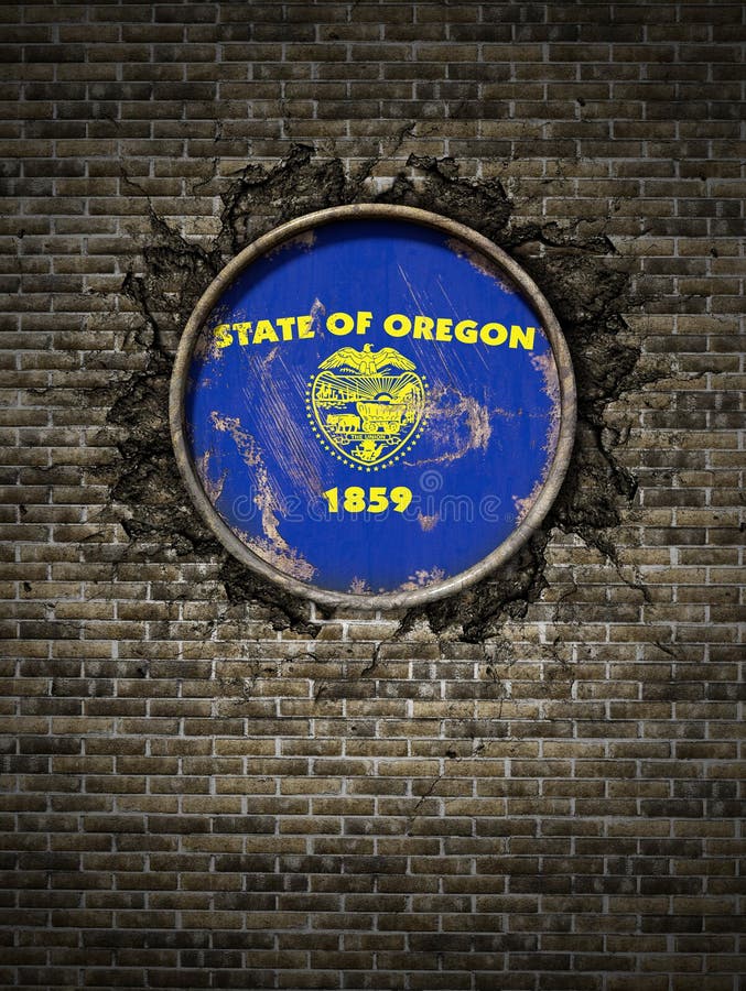 Old Oregon Flag in Brick Wall Stock Illustration - Illustration of ...