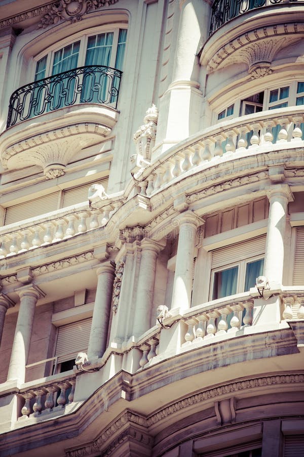 Old Ornamental Building at Gran Via in Madrid, Spain Stock Photo ...