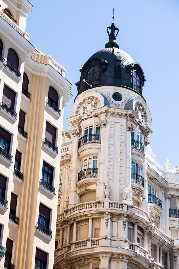 Old Ornamental Building at Gran Via in Madrid, Spain Stock Image ...