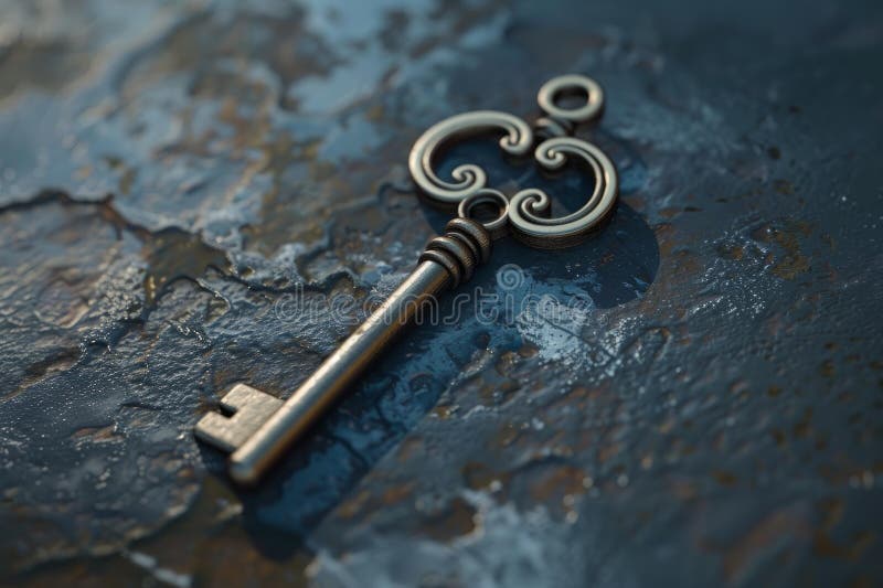 Old Ornate Key Resting on Textured Surface Stock Image - Image of ...