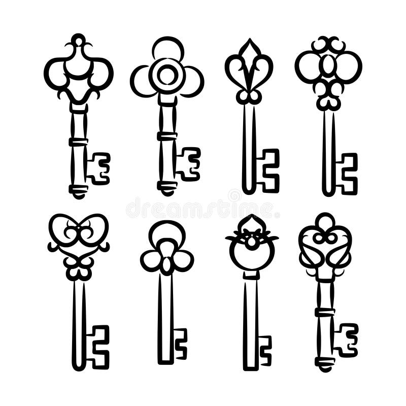 Ornate Old Key Outline Stock Illustrations – 578 Ornate Old Key Outline ...