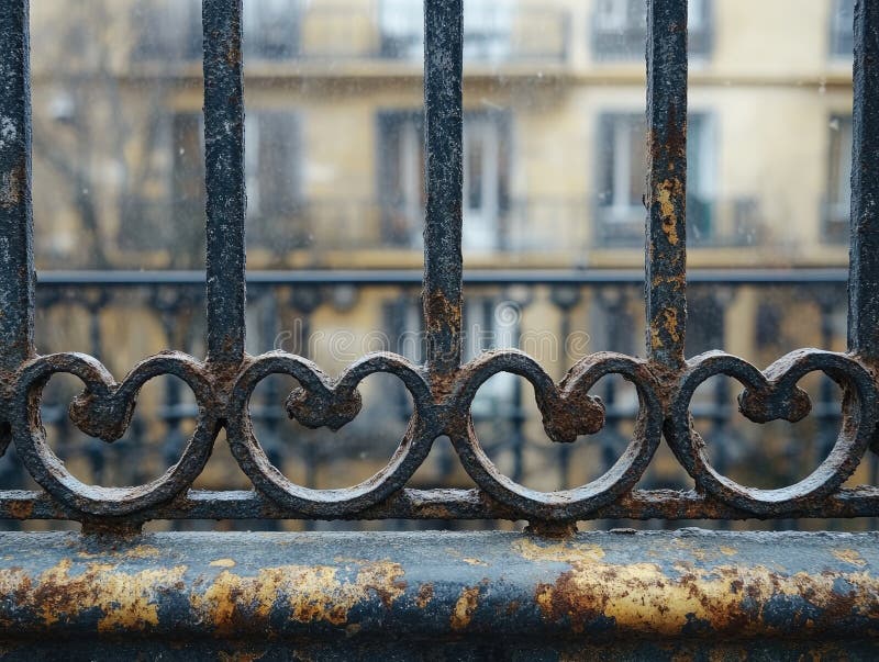 Old Ornate Rusty Metal Grate Protecting Window Showing through Stock ...