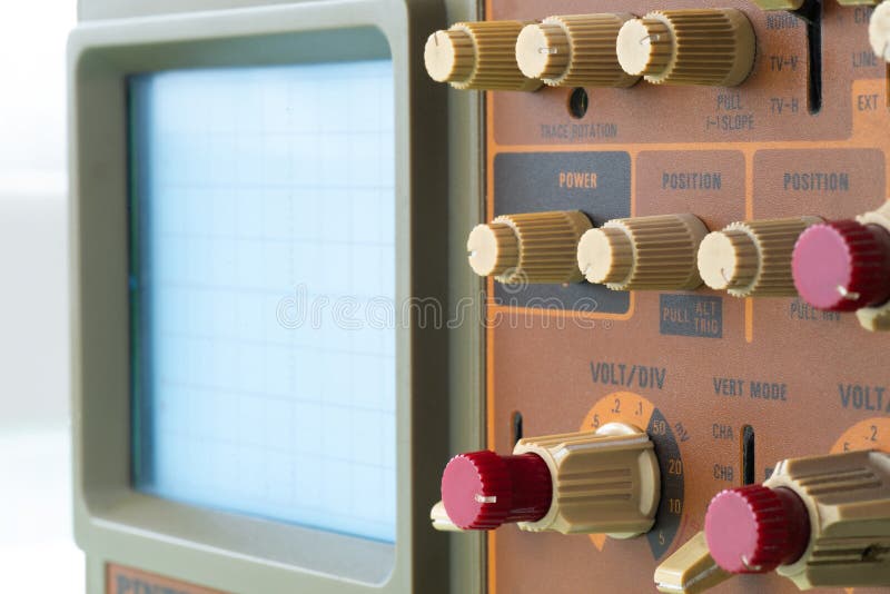 Old Oscilloscope Panel Showing Controls and Blank Screen Stock Image ...