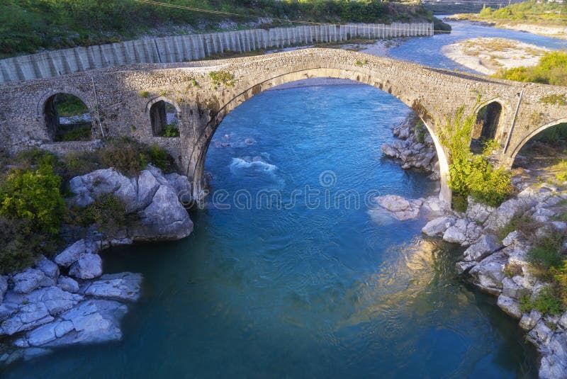 The Old Ottoman Mesi Bridge on the Kir River, Shkoder, Albania Stock ...