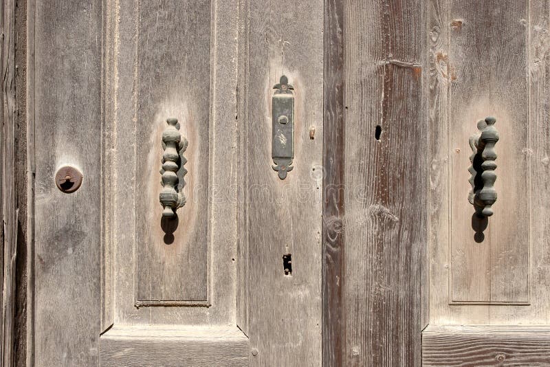 An Old Metal Door Handle Knocker Stock Image - Image of closeup, close ...