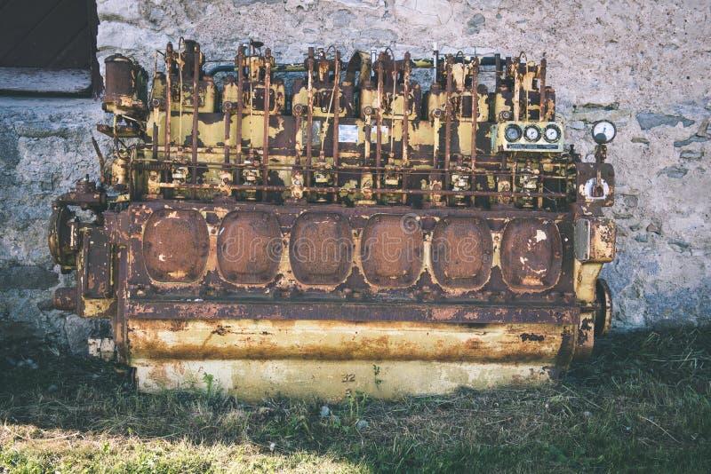 An Old Outdated Diesel Engine - Vintage Film Effect Stock Photo - Image ...