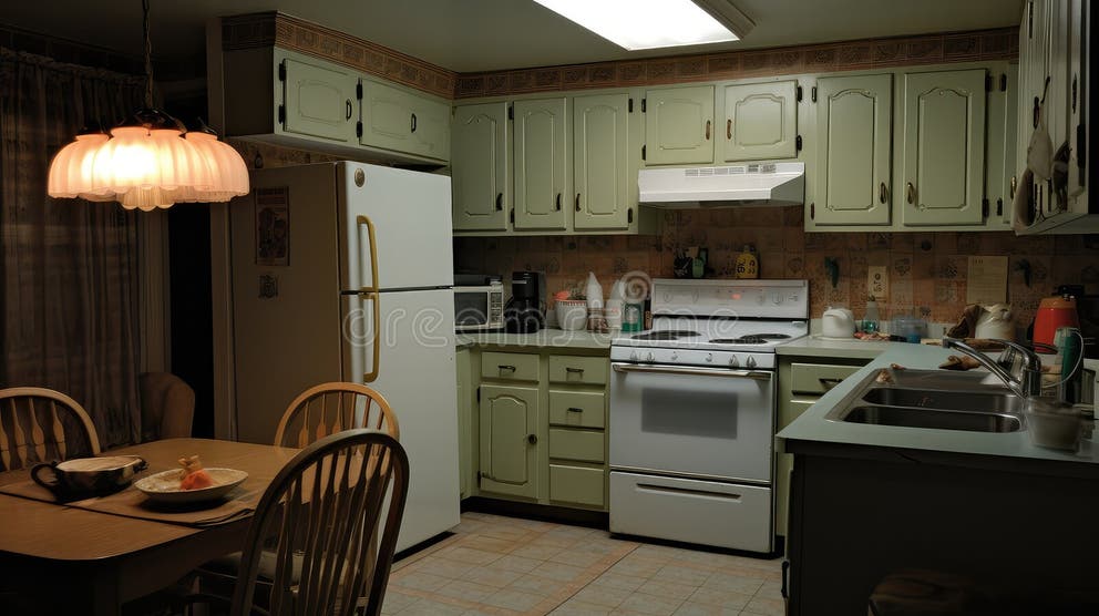 Old outdated kitchen stock illustration. Illustration of tired - 361304690