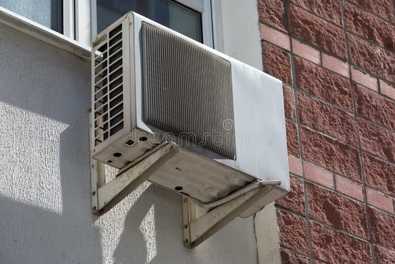 Old Outdoor Air Conditioner Unit Hanging Outside the Building Stock ...