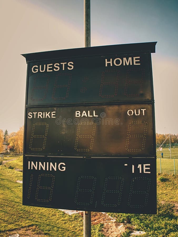 Old Outdoor Digital Score Board. High Power Led Stock Image - Image of ...