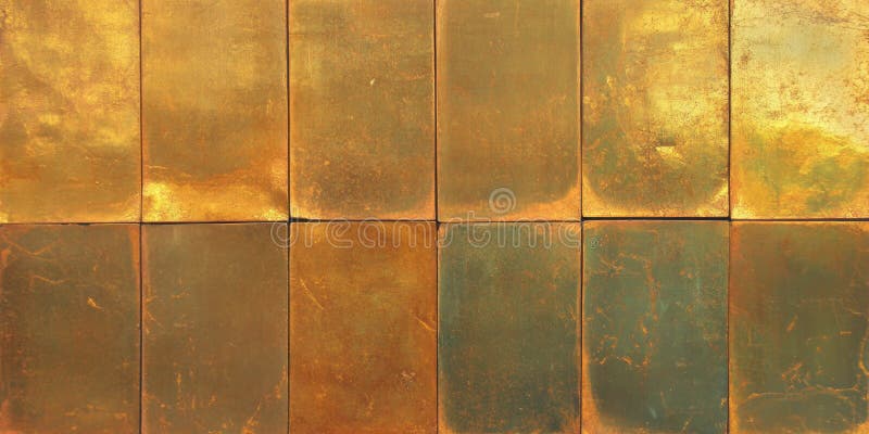 Old Oxidized Gold Wall with Stained Brick and Rough Grunge Texture in ...