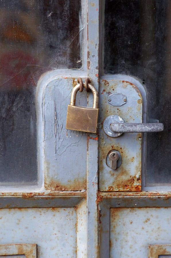Old Rusty Lock with Padlock Stock Image - Image of door, entrance ...