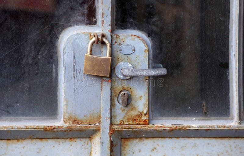 Old Rusty Lock with Padlock Stock Image - Image of entrance, pattern ...