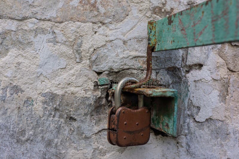 Old Padlock on the Fence on the Wall Stock Photo - Image of antique ...
