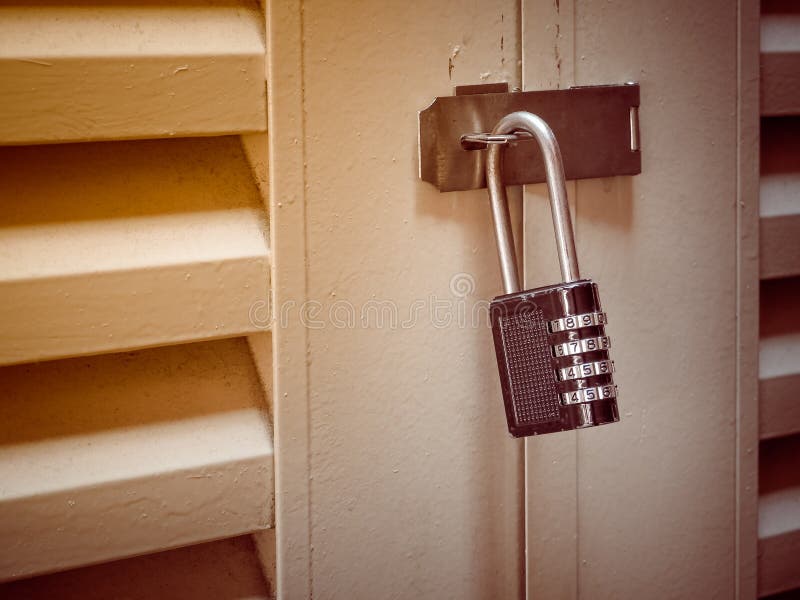 Old Padlock with Key Code on Wooden Gate Stock Image - Image of ...