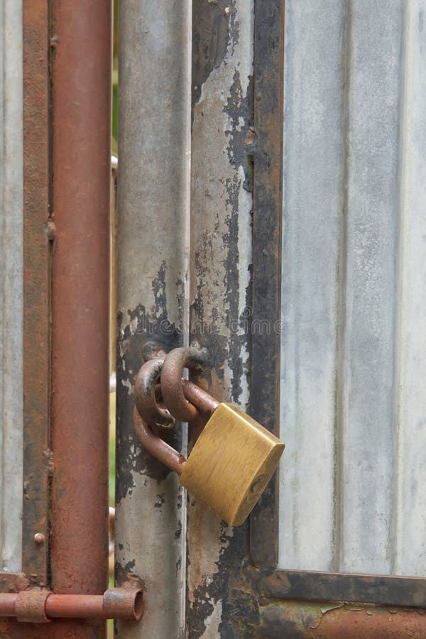 Old Padlock on Rusty Metal Gate Stock Image - Image of exterior, gate ...