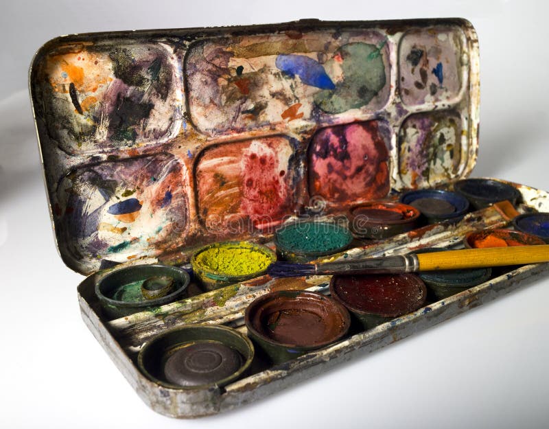Old paint box stock photo. Image of brush, brown, green - 6517924