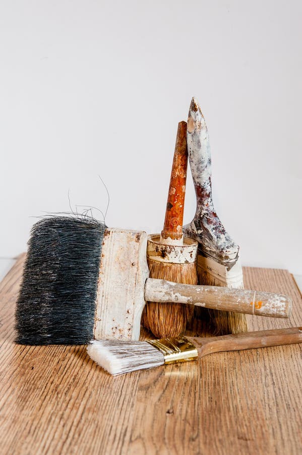 Old paint brushes stock image. Image of purple, profession - 88300177