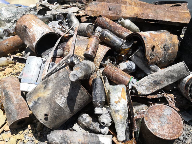 Burnt Paint Cans and Bottles Rust. Stock Image - Image of black, meal ...