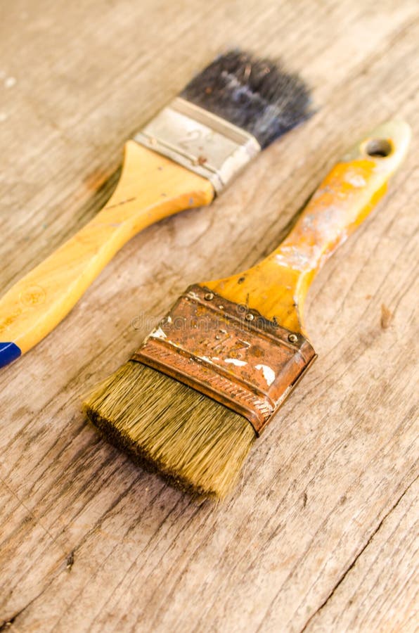 Old Paintbrush On Wooden Background,vintage Stock Photo - Image of ...