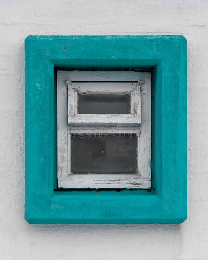 Turquoise framed window stock photo. Image of surrounded - 111934330