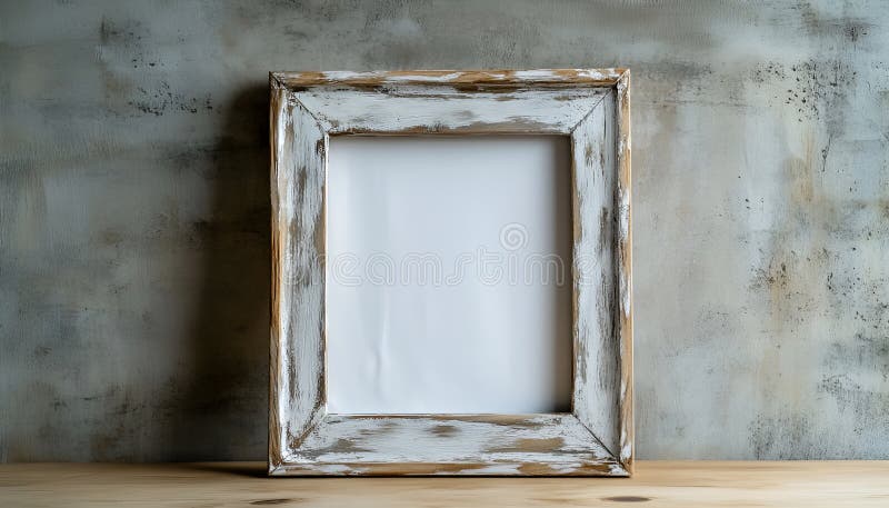 Old Painted Photo Frame on Table Over Abstract Background Stock Image ...