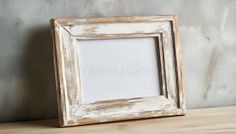 Old Painted Photo Frame on Table Over Abstract Background Stock Photo ...